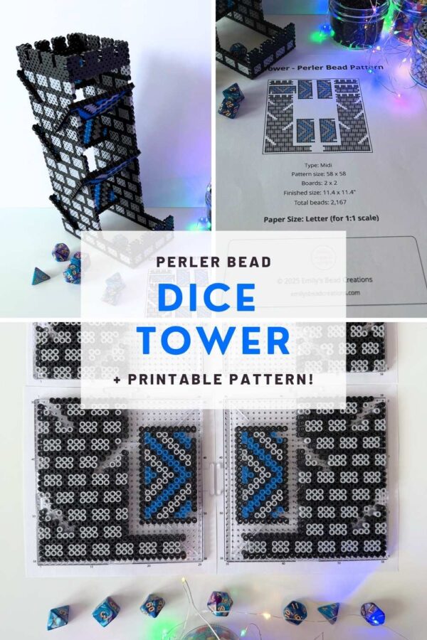 Dice Tower Perler Bead Pattern 🎲 - Emily's Bead Creations