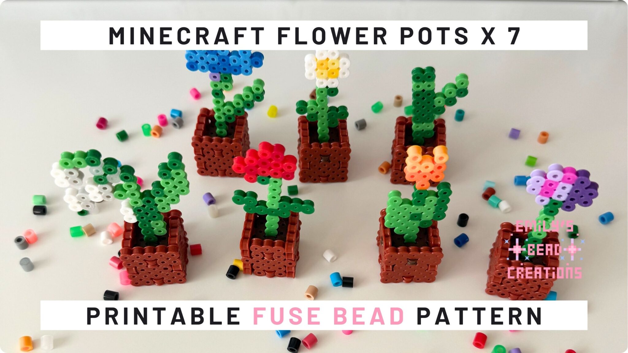 3D Minecraft Happy Ghast Perler Bead Pattern - Emily's Bead Creations