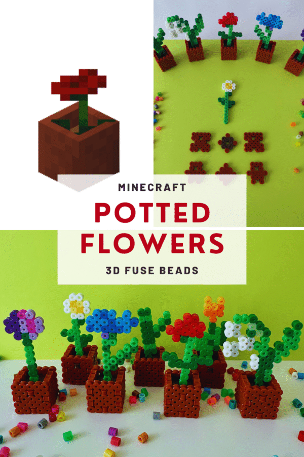 Minecraft Potted Flowers Perler Tutorial - Emily's Bead Creations